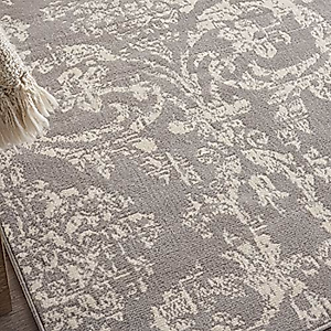 Nourison Jubilant Damask Grey 3' x 5' Area -Rug, Easy -Cleaning, Non Shedding, Bed Room, Living Room, Dining Room, Kitchen (3x5)