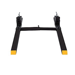 Atatod Heavy Duty Clamp on Pallet Forks w/Adjustable Stabilizer Bar -60" 4000lbs Max- Pallet Forks Clamp On for Tractor Bucket (60inch Total Length）