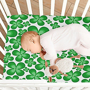 Kigai Shamrock Stretchy Fitted Crib Sheets Soft and Breathable Portable Crib Mattress Topper for Boys and Girls 28x52 in