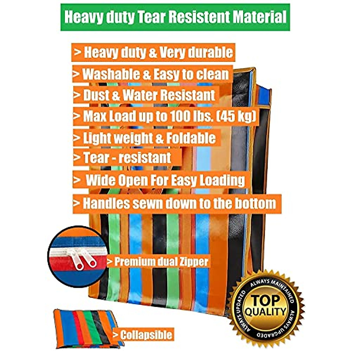 Heavy Duty Extra Large Storage Bags, DOLLARRICH Moving Bag, Patio Cushion Storage Bag, Storage Totes for Moving Supplies, College Dorm Essentials, Bedroom Closet, Clothes Storage Bins, Alternative to Moving Box, Storage Containers, Christmas Tree Storage