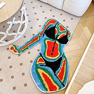 Handmade Female Body Rug Shape Tufted Carpet Plush Fluffy Soft Multiple Color Home Decor Living Room Bedroom Room Aesthetic (34.6X31.5 Inch)