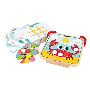 Janod I Am Learning Colors Magnetic Chips Game Set with 20 Activities and Chalk Board - Ages 2+ - J05321