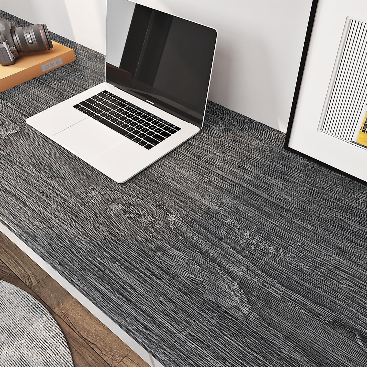 FunStick Thick Grey Natural Wood Contact Paper for Cabinets Countertops Waterproof Wood Wallpaper Peel and Stick Countertops for Kitchen Wallpaper Removable Wood Grain Contact Paper for Desk 15.8"x80"