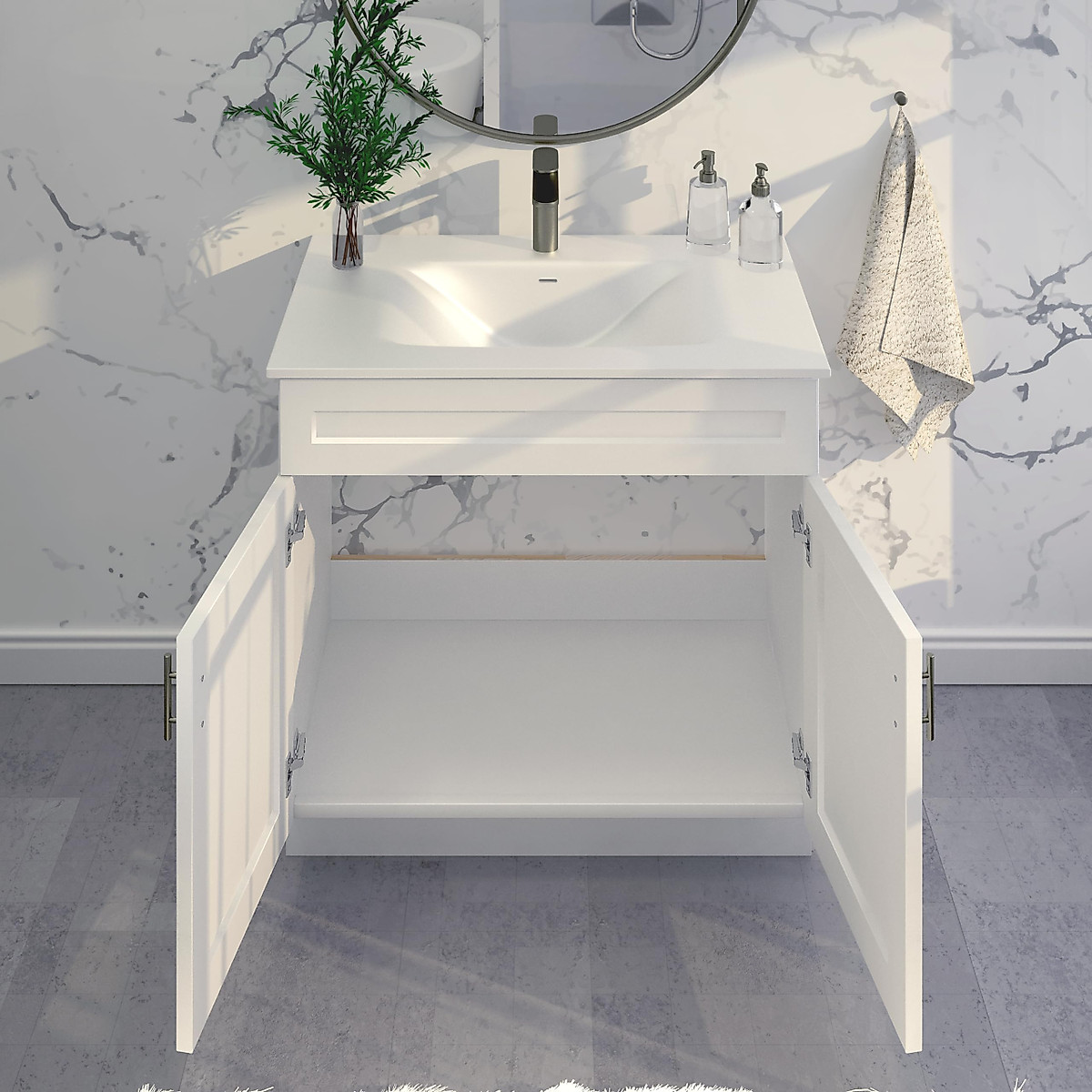 La Royal White Shaker Sink Base Bathroom Vanity Ready-to-Assemble Cabinet 36" Width