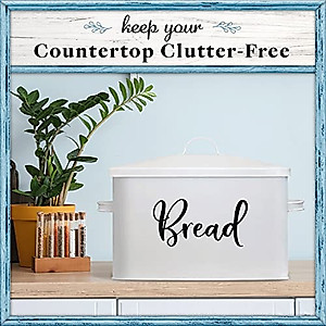 Home Acre Designs Bread Box - Large Farmhouse Decor Style Pantry Organization and Storage Container for Countertop - Rustic Kitchen Decor