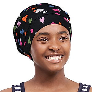 Satin Bonnet for Curly Hair Sleeping Cap for Girls Boys Oversize Extra Large Adjustable Head Scarf Blue