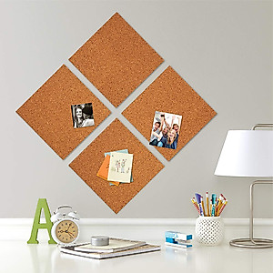 Quartet Cork Tiles, Cork Board, 12 Inches x 12 Inches, Corkboard, Wall Bulletin Boards, Natural, 8 count (Pack of 1)