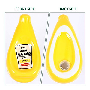 NUOBESTY Ceramic Soy Dipping Bowl Creative Tomato Ketchup Bottle Shaped Sauce Seasoning Dish Porcelain Mustard Serving Plate Dinnerware For Home Restaurant (Yellow)