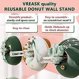 Clear Bubble Acrylic Donut Wall - Double Sided Donut Wall Display,Pretzel Holder Stand for Dessert Table, Reusable Bagel Board Tower for Party,Wedding,Birthday,Tabletop Pegboard with 18Pegs Rack 36Doughnuts by VREASK