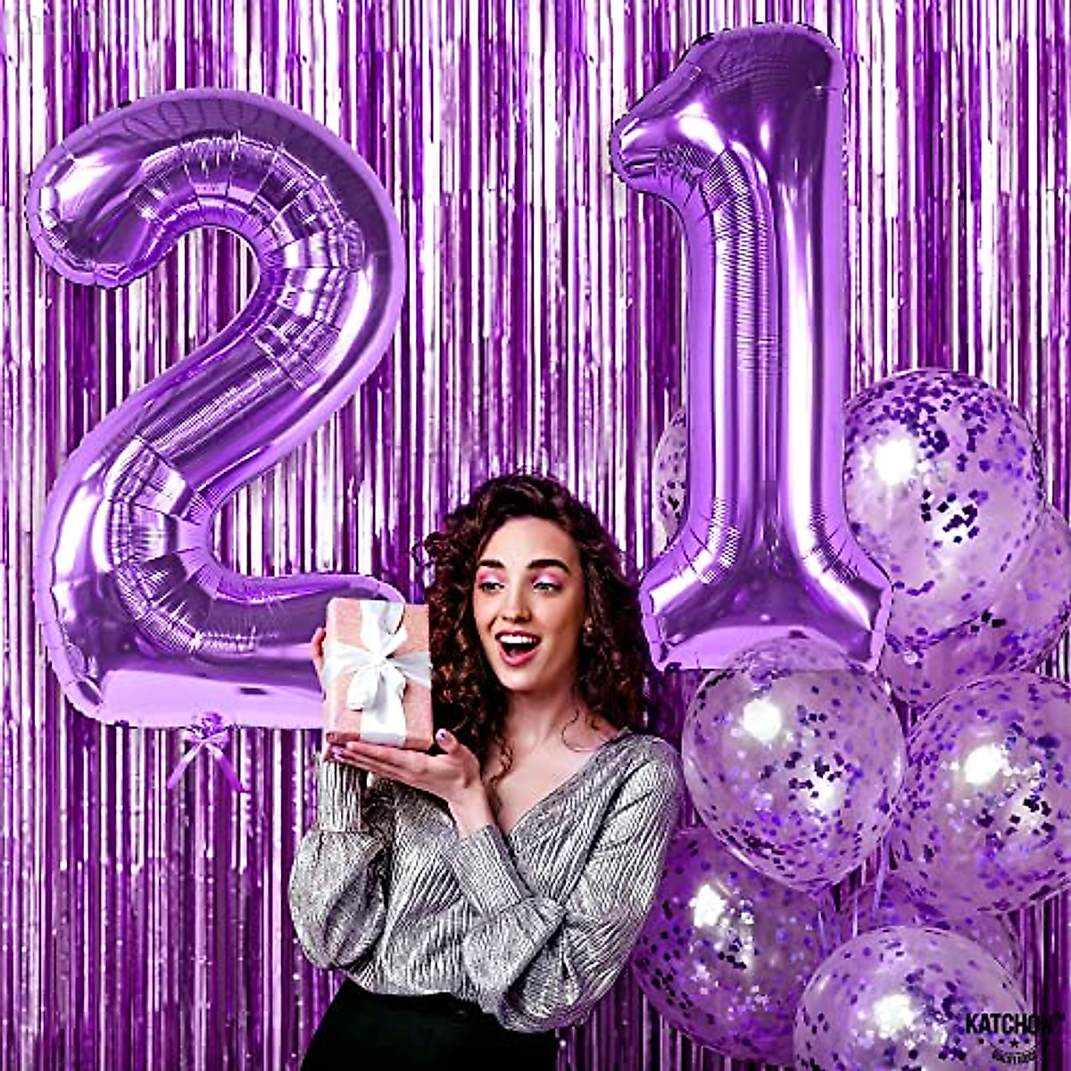 KatchOn, Giant Purple 21 Balloon Number - 40 Inch | 21 Year Old Balloon | Purple Number 21 Balloon, 21st Birthday Decorations for Women | 21 Birthday Balloon, 21st Birthday Party | 21st Anniversary