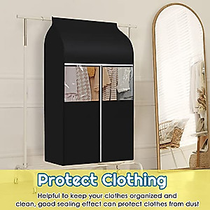 4 Pcs 43'' Hanging Garment Bags for Closet Storage with Zippers Clear Window Garment Rack Cover Sealed Hanging Clothes Bag Dust Cover Wardrobe Clothes Organizer Clothing Garment Cover for Suit Coat