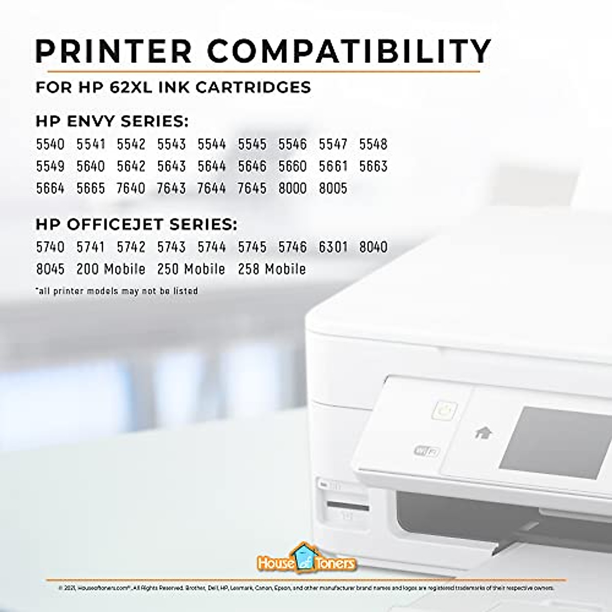 Houseoftoners Replacement for HP62XL HP 62XL Ink for HP Envy 5540 5542 5640 5643 5660 5661 5663 5740 7640 7645 Officejet 200 250 Mobile Printers (2 Black 1 Color, 3PK)