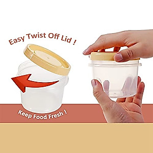 Twist Top Deli Containers 16 Oz, 15 Pack Screw Top Containers for Food Storage with Twist Lock Seal Lid, Stackable Reusable Round Twist Cap Plastic Container for Food Soup, Yellow/Green/Red Ocher