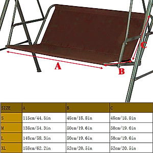 Vinelftage Swing Chair Cover Bench Replacement Cover, 600D Waterproof Rocking Chair Seat Covers for Outdoor Patio Garden Swing Chair 2/3 Seater(Brown 54.3x19.5x19.5 inches)