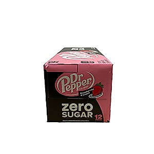 Dr Pepper Strawberry and Cream - Munchie Box Stash (Zero Sugar, Pack of ( 12 ) 12 Oz Cans)