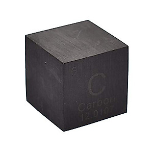 Carbon Cube 1 Inch Pure Graphite Block 99.99% for Element Collection Lab Periodic Table Cube