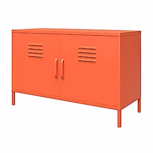 Novogratz Cache 2 Door Metal Locker Accent Storage Cabinet, Orange