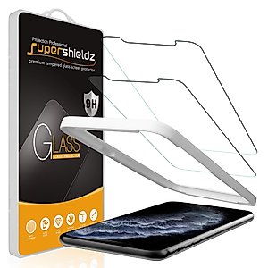 Supershieldz (2 Pack) Designed for Apple iPhone 11 Pro Max and iPhone Xs Max (6.5 inch) Tempered Glass Screen Protector with (Easy Installation Tray) Anti Scratch, Bubble Free