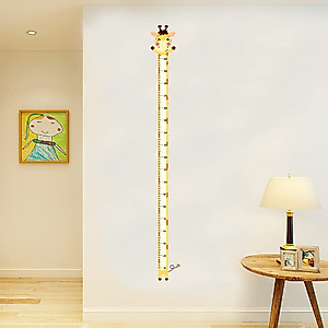 SUPERDANT 2 Sheets/Set Cartoon Height Growth Chart Wall Sticker Yellow Cute Cartoon Giraffe Self-Adhesive Height Wall Decal for Play Room Nursery Bedroom Living Room Decor
