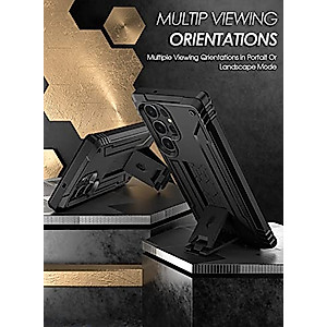 Poetic Revolution Case for Samsung Galaxy S23 Ultra 5G 6.8" (2023), Built-in Screen Protector Work with Fingerprint ID, Full Body Rugged Shockproof Protective Cover Case with Kickstand, Black