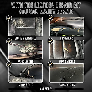 Black Leather Repair Kit for Furniture, Car Seats, Sofa, Jacket and Purse. PU Leather Leather Repair Paint Gel. Repair Tears & Burn Holes. Provide Color Matching Guide & Super Easy Instructions