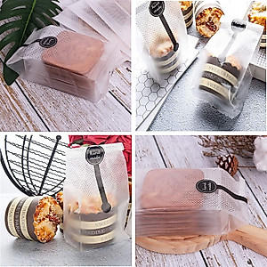 200pcs Translucent Plastic Bags, BetterJonny Cellophane Bags with 200Pcs Hand Made Stickers for Cookie, Cake, Chocolate, Candy, Bakery Party Supplies