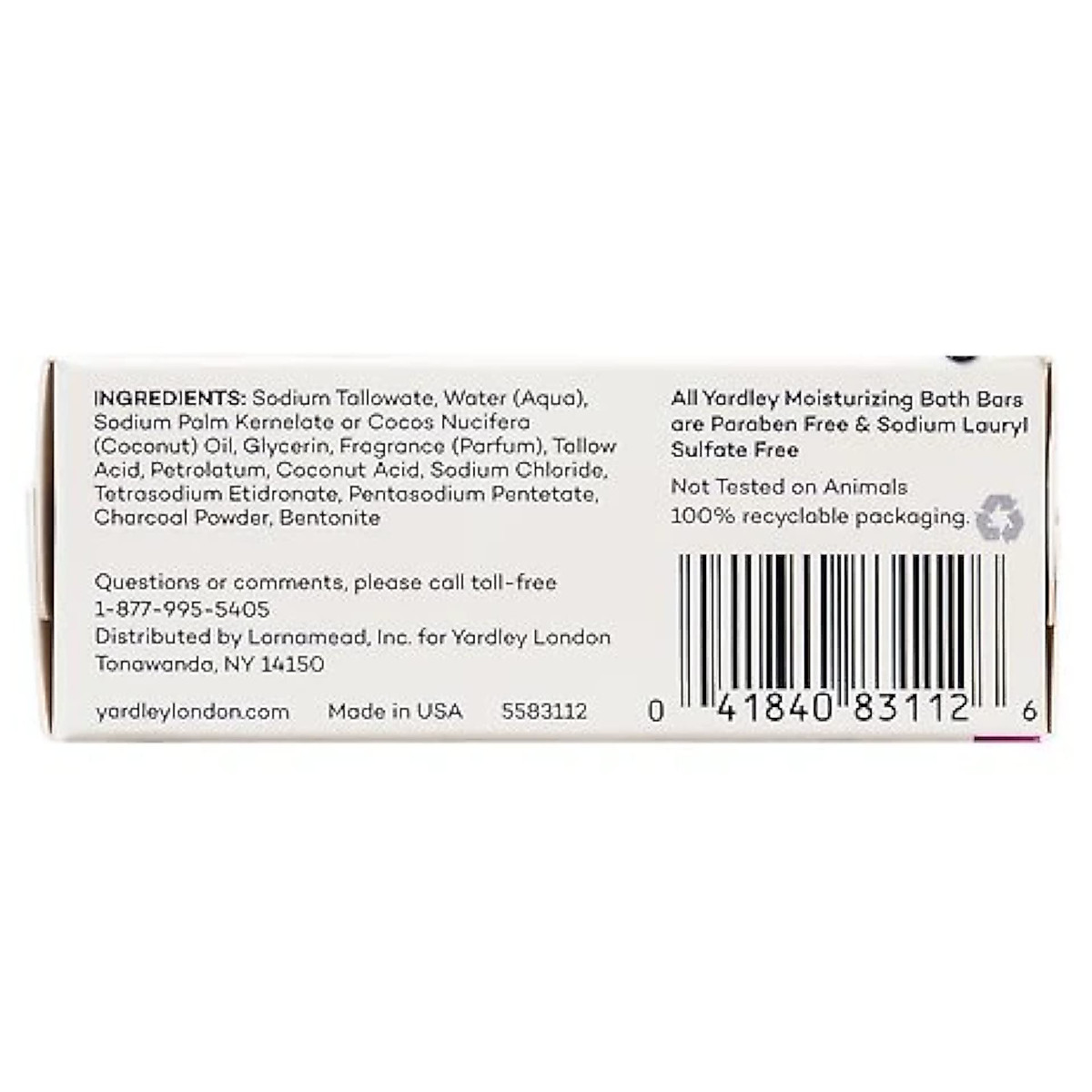 Yardley Activated Charcoal Bath Bar 4oz - 3 Pack