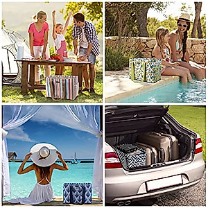 BALEINE Soft 9 Gallon Extra Large Utility Tote, Foldable Reusable Storage Bag (Color Stripe)