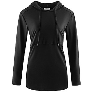 GINKANA Women's Nursing Hoodie Sweatshirt Long Sleeves Breastfeeding Maternity Casual Clothes Black