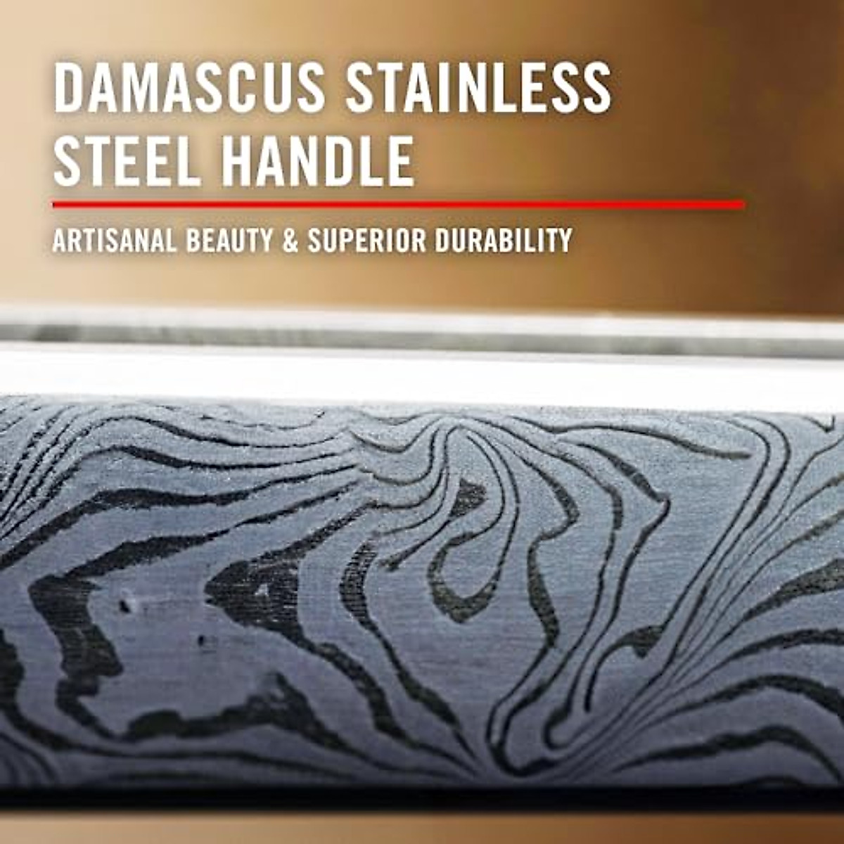 Coast Founder's Collection LX533 ORIGIN, Gentleman's EDC Folding Pocketknife, DAMASCUS Stainless-Steel Handle, Flipper Tab, Frame Lock, Pocket Clip, Black Nitride Stainless-Steel Blade