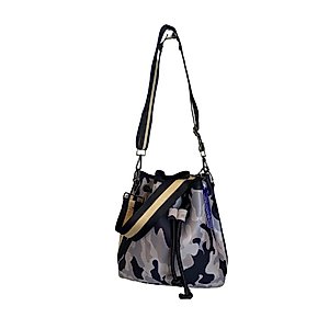 Dallas Hill Designs Crossbody Bucket Purse for Women | Neoprene Handbag | Drawstring Hobo Shoulder Bag | Plus Extra Pouch