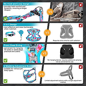 BEAUTYZOO Dog Harness Small Sized, Step in No Pull Dog Harness Collar and Leash Set, Easy Walking Reflective Vest for Small Dogs, Adjustable Soft Mesh Padded Puppy Harnesses Pet Accessories, Blue S