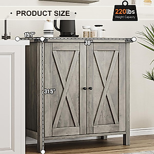 IDEALHOUSE Buffet Cabinet Farmhouse Storage Cabinet with Doors and Shelves, Buffets and Sideboards Entryway Cabinet with Storage Accent Console Cabinet for Living Room, Dining Room (Rustic Grey)