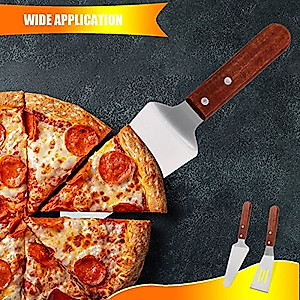 Wood Handle Pie Server and Cake Server Set Stainless Steel Set for Cutting and Serving Desserts, Brownies