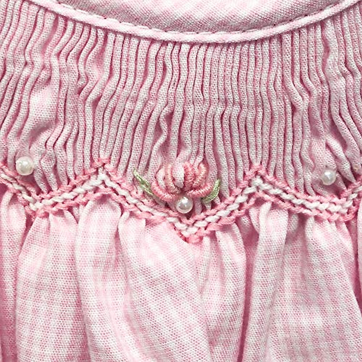 Petit Ami Baby Girls' Bishop Zig-Zag Smocked Dress, 3 Months, Pink