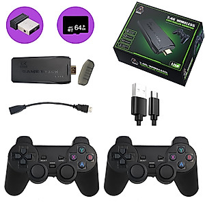 Nikodocr Retro Game Console, Plug & Play Video TV Retro Stick with 10000+ Games, 9 Emulators, 4K HDMI Output, Dual Controllers(64G)