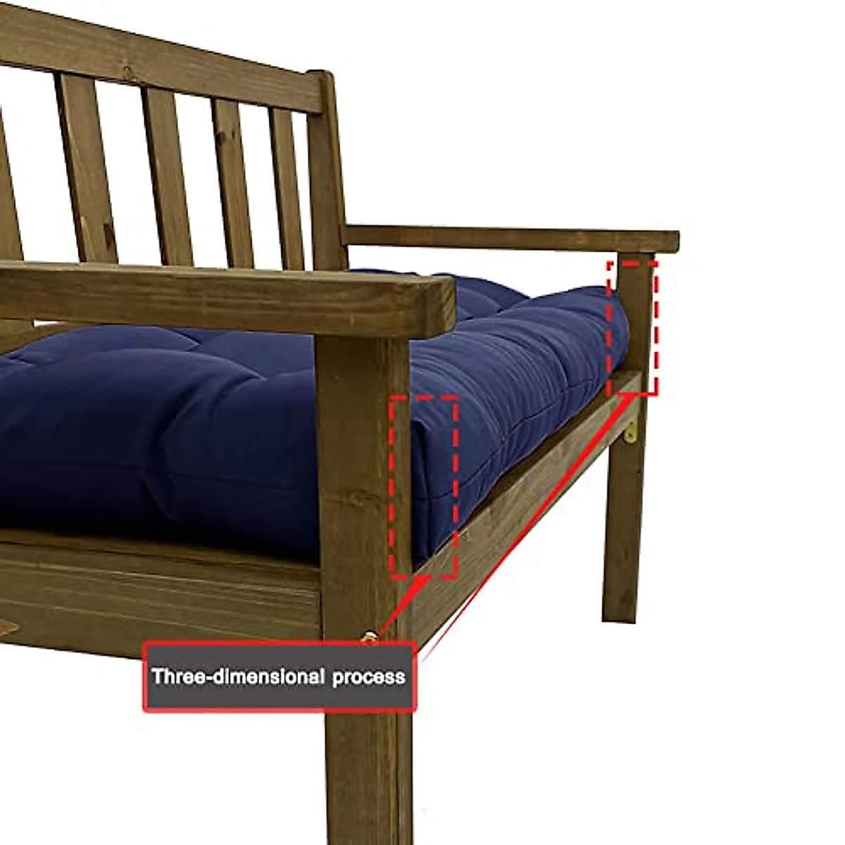 BOOMSHY 51"x20" Indoor/Outdoor Bench Cushion Cotton Garden Furniture Seat Cushion,Patio Wicker Seat Cushions with Ties for Lounger Garden Furniture Patio Lounger Bench (Navy Blue)