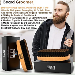 Boar Bristle Beard & Mustache Brush - Beard Brush for Men Perfect for Beard Grooming, Growth & Maintenance - Facial Hair Care Gift