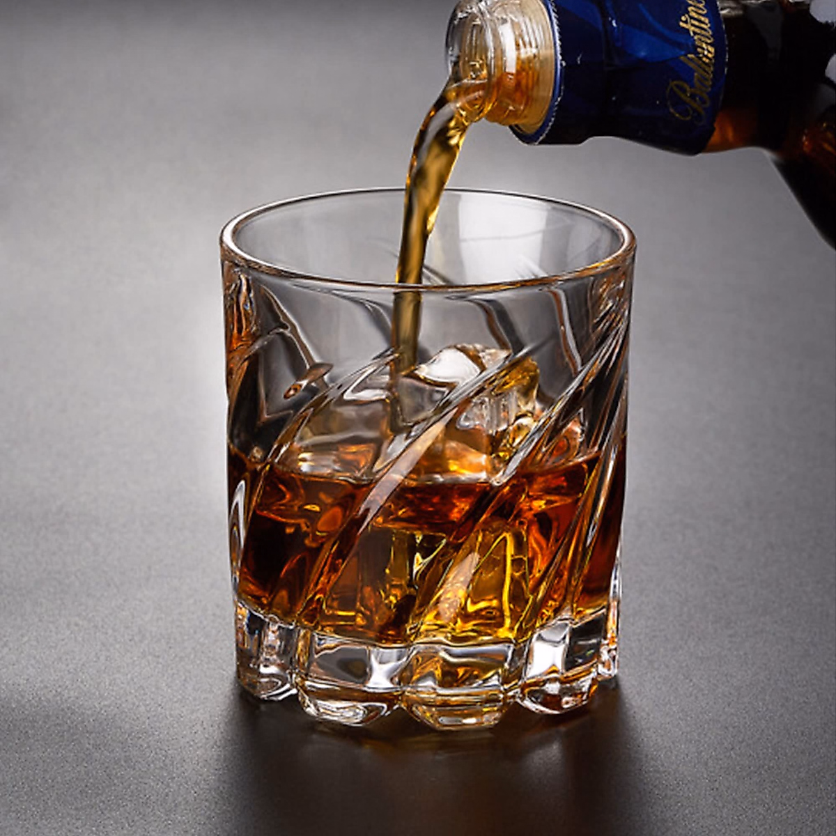 Crystal Whiskey Glass, Thickened Tumbler Glass, Rotatable Decompression, 9.6 oz, Old Fashioned Glass for Wine/Vodka/Alcohol Gifts (Diamond Shape)