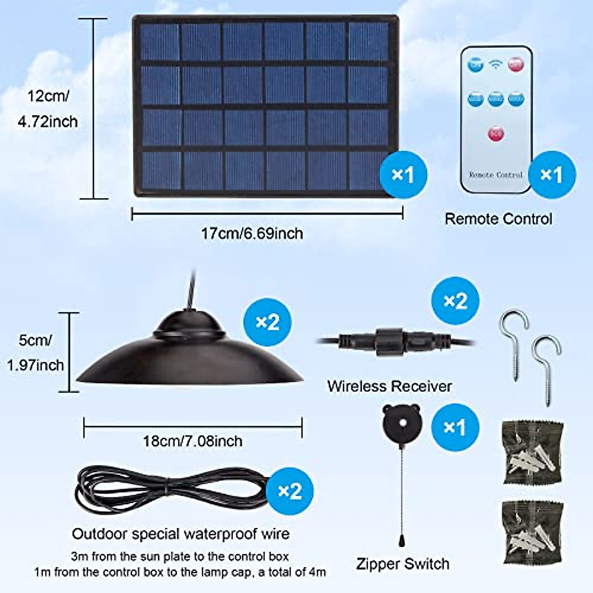 Yrbxsky Solar Shed Light Indoor Outdoor, Solar Pendant Light Motion Sensor Daytime Work with Pull Cord & 4Lighting Modes, Solar Powered Hanging Lights for Garage, Garden, Gazebo, Patio, Chicken Coop