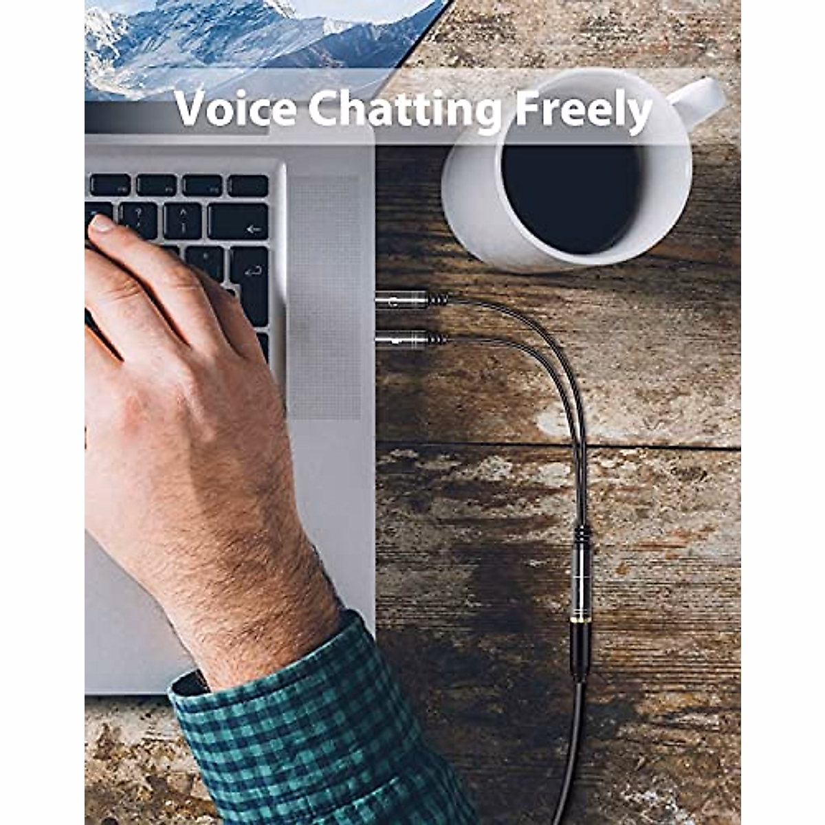 KINGTOP Headset Splitter Cable 3.5mm Female to 2 Male for PC Computer and Old Version Laptop