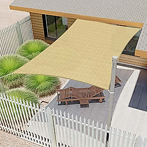ECOOPTS 8'x8' Sun Shade Sail Rectangle Canopy Cover for Outdoor Patio Pergola Backyard Garden 180GSM HDPE Fabric 95% UV Blockage (Sand)
