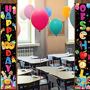 HOWAF 100th Day Of School Party Decoration Banner, Happy 100 Days of School Porch Sign for Kindergarten Pre School Primary Hooray 100th Day Party Decorations Supplies, 100 Days Smarter Party Favors Front Door Banner