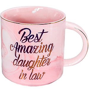 Mugpie Daughter In Law Gifts from Mother In Law - Best Amazing Daughter In Law Coffee Mug - Funny Birthday Gifts for Mom Wife - Mother's Day Christmas gifts Idea - Cute Pink Cup 11.5oz