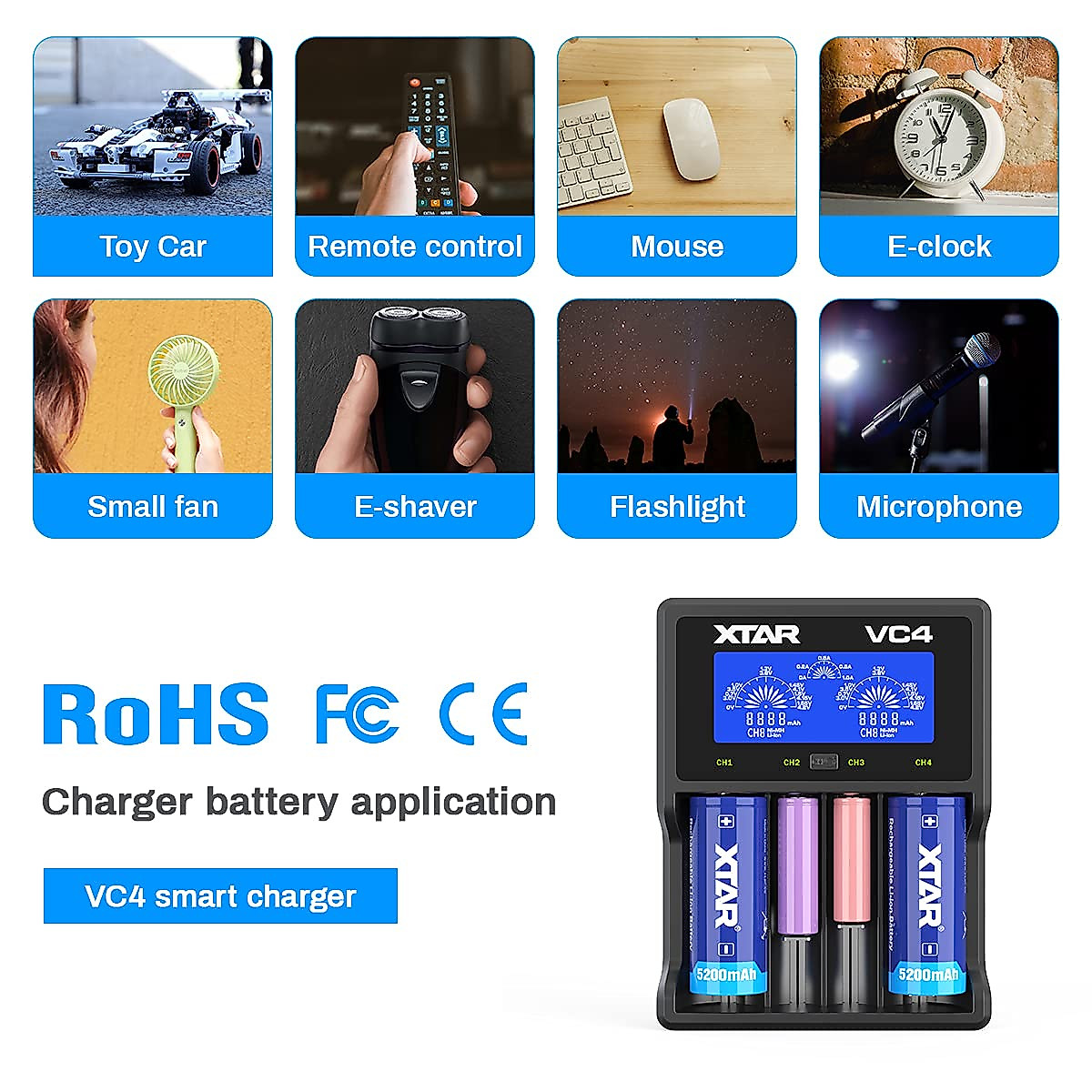 XTAR VC4 Charger for Lithium-ion and Ni-MH Batteries (Authentic USA Version)