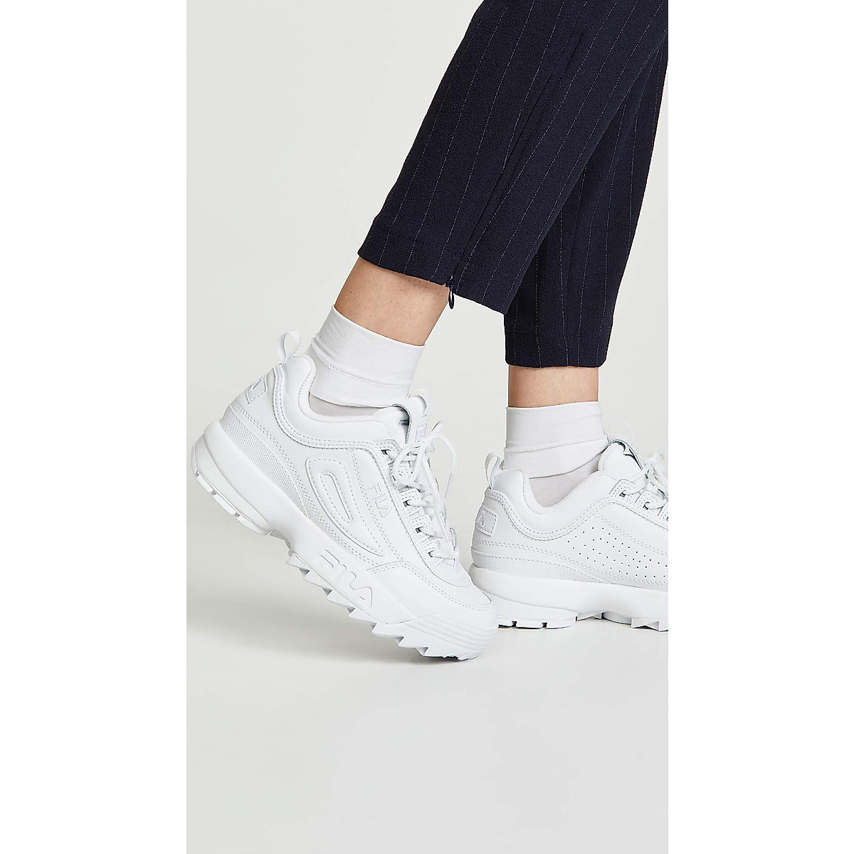 Fila Women's Disruptor Ii Premium Comfortable Sneakers, White/White/White 7.5