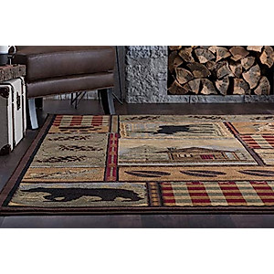Homespun Cabin Multi-Color Large Area Rugs 9x12 for Living Room & Bedroom - Cabin, Lodge and Farmhouse Style Rustic Indoor Carpet