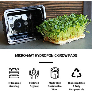 Micro-Mat Minis Hydroponic Grow Pads - for Organic Production - Plant & Seed Germination: Wheatgrass, Microgreens, More - Measures 4" x 4" to fit 5" x 5" Greenhouse Plant Trays (48)