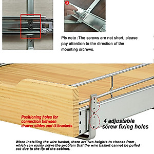 DINDON 2 Tier Pull Out Cabinet Organizer (20" W x 21" D) Slide Out Wood Shelf Double Tier Kitchen Wire Basket with Chrome Finish…