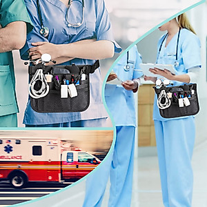 Damero Nurse Fanny Pouch, Nurse Waist Pack with Tape Holder, Nurse Waist Organizer Belt for Stethoscopes, Bandage Scissors and Other Medical Supplies, Black
